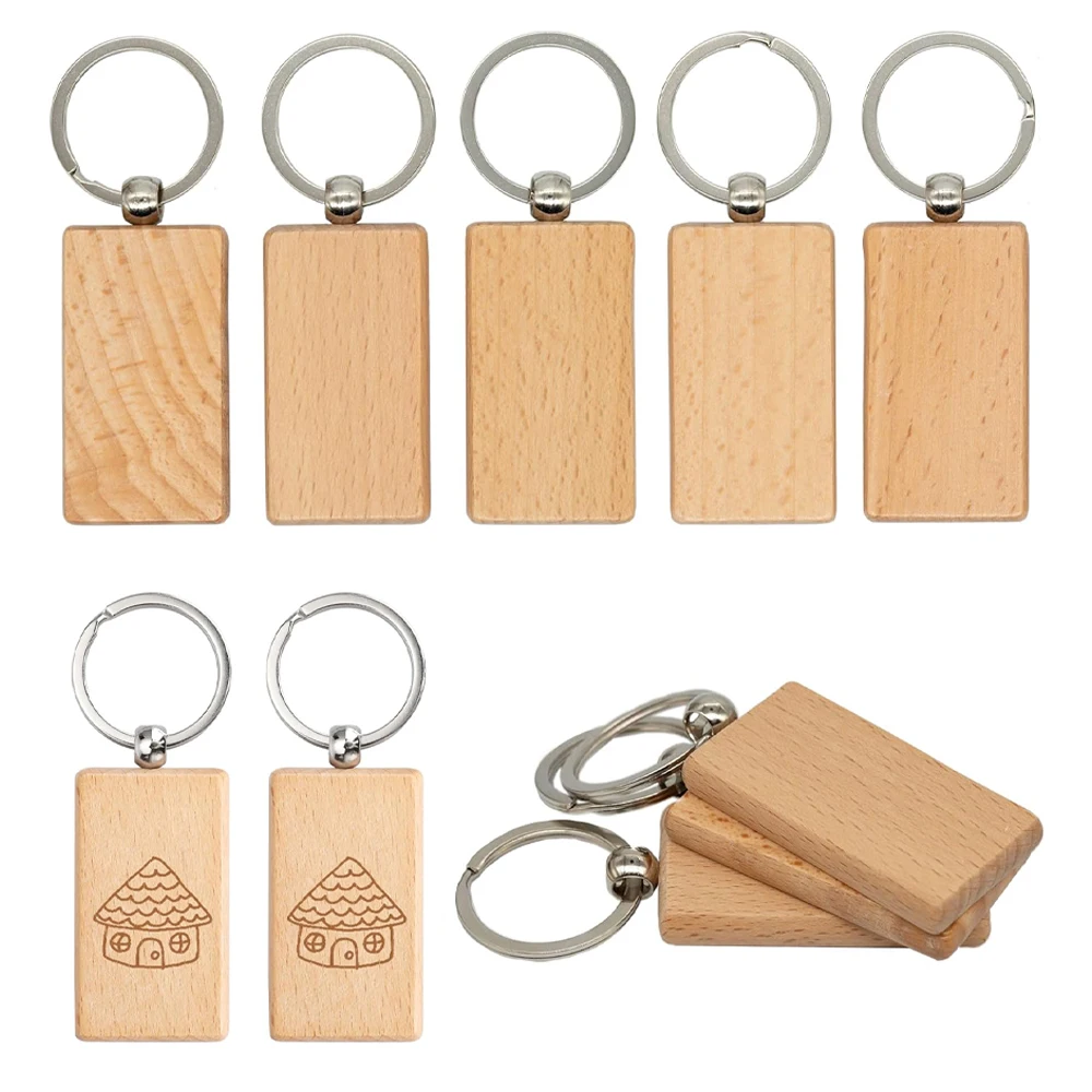 5Pcs-Wood-Round-Rectangular-Unfinished-Keychain-Blanks-Laser-Engraving ...