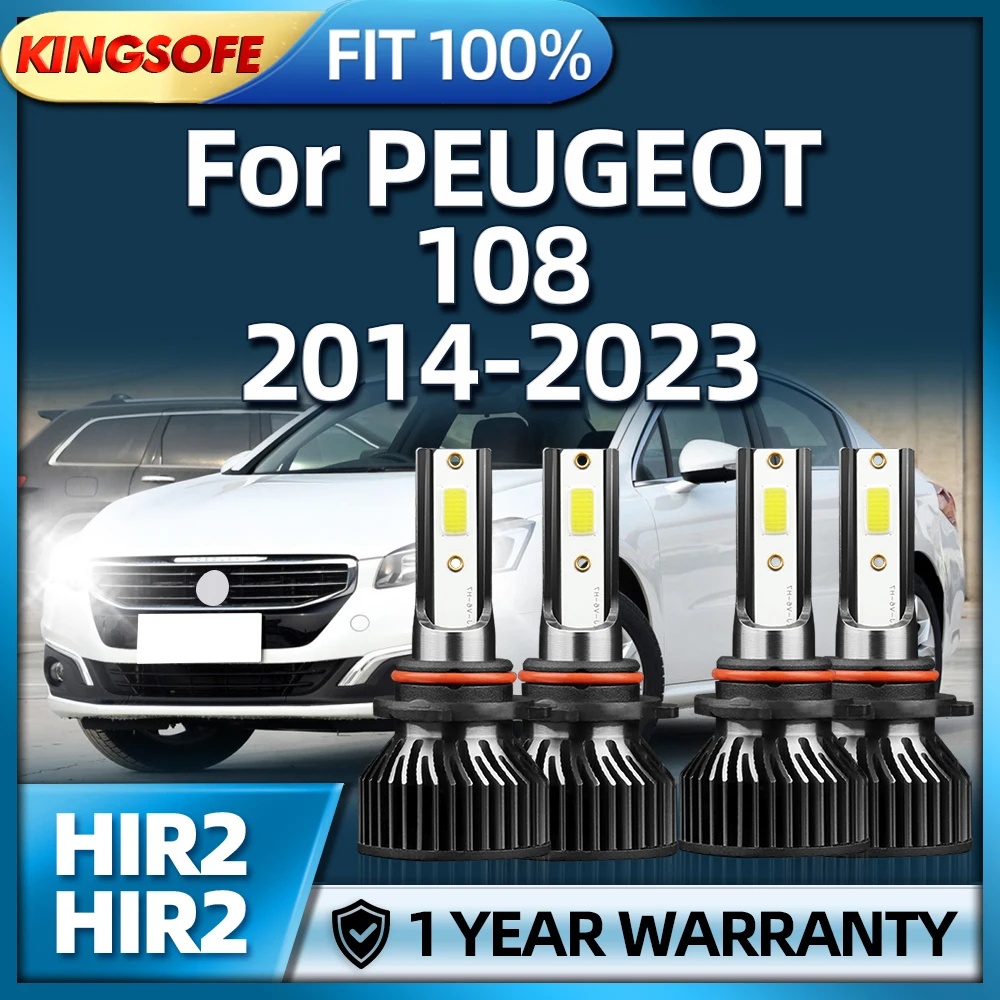 4-Stuks-Led-Hir2-Koplampen-30000lm-Auto-Lamp-6000K-Voor-Peugeot-108 ...