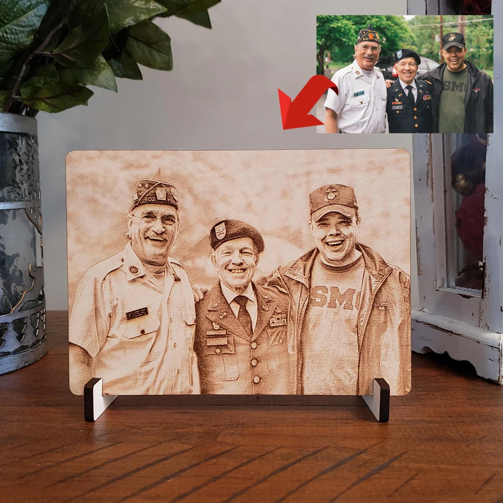 Photo Custom Wood Photo Frame Laser Engraved For Couple Family Portrait ...