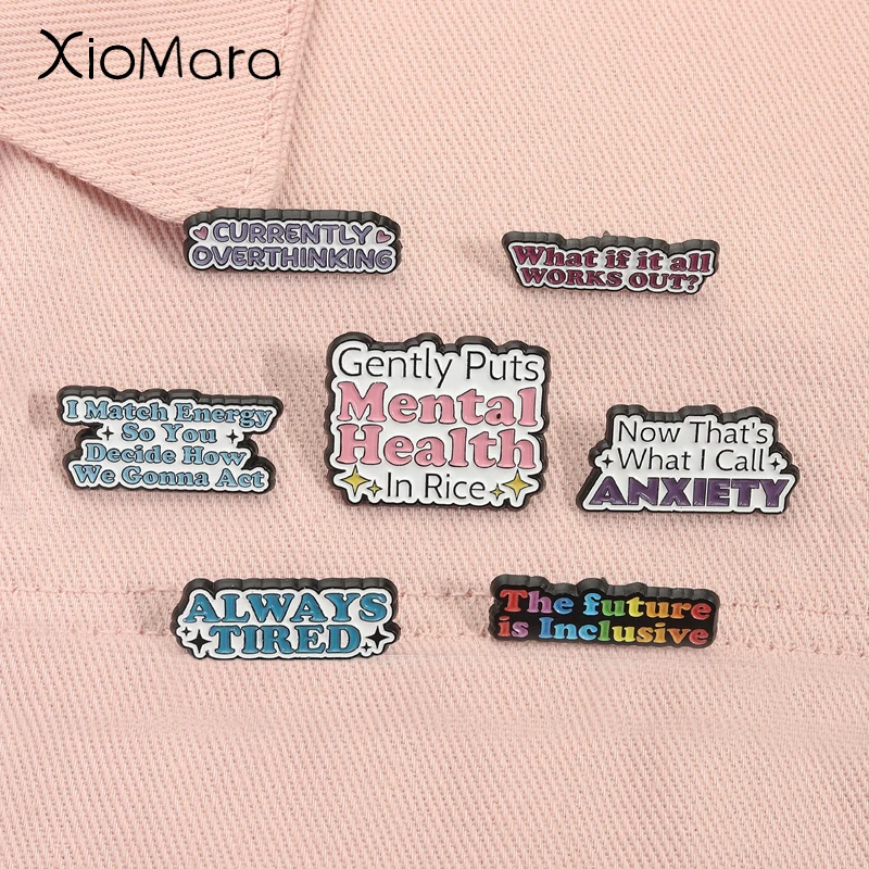 Mental Health Quote Enamel Pins Currently Overthinking Now That's What ...