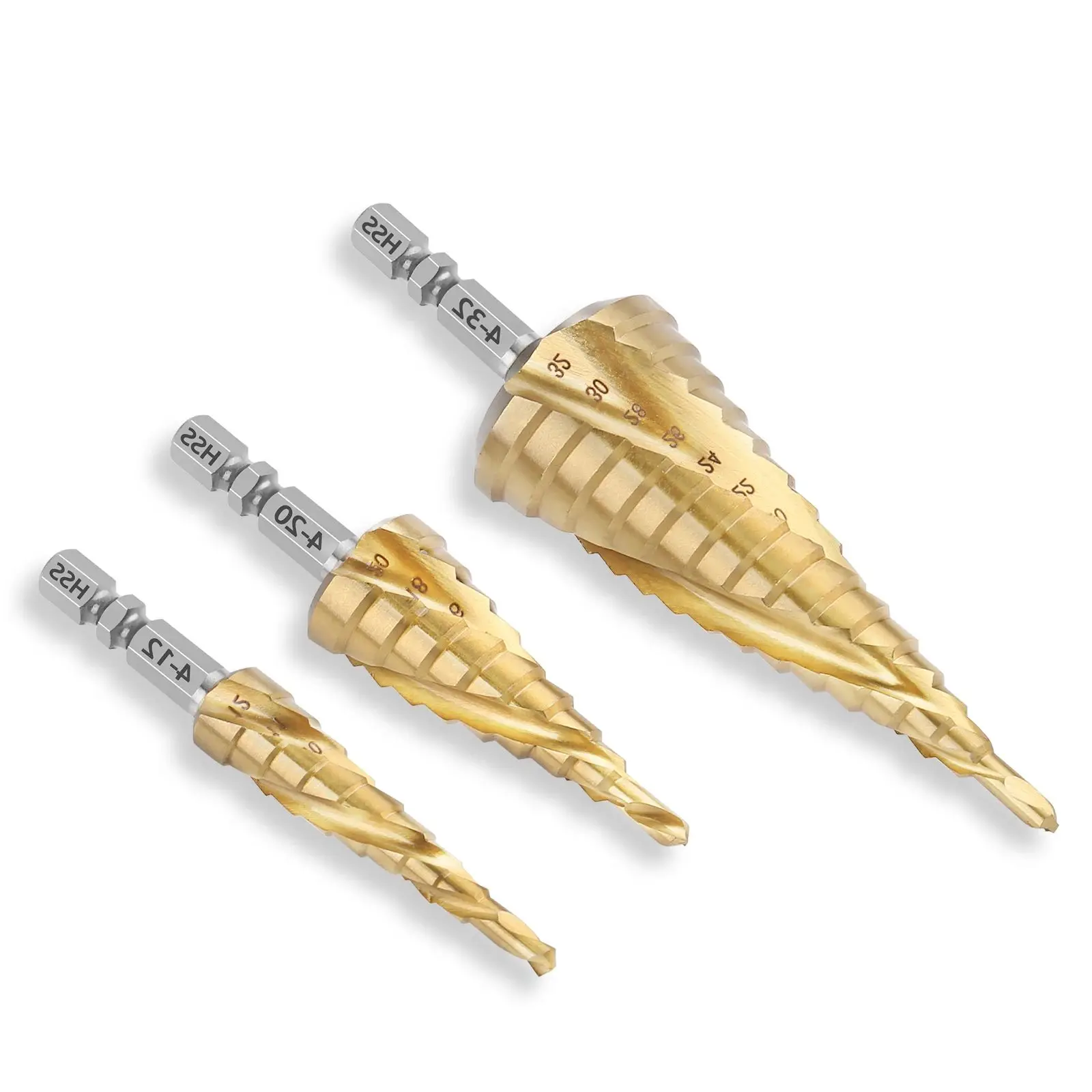HSS Titanium Step Drill Bit 3-12 4-12 4-20mm Spiral Grooved Drill Bit ...