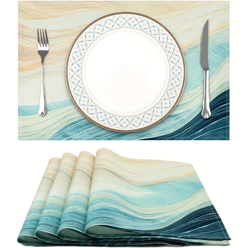 Hand-Washable-Placemats-Linen-Rectangular-Table-Mats-Heat-Resistant-for ...