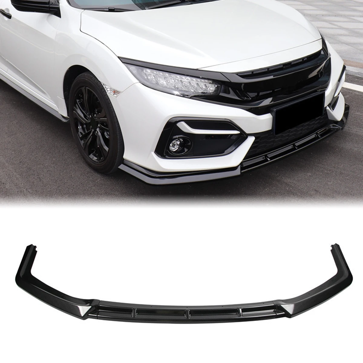 For Honda Civic Hatchback & Si 2016-2021 Front Bumper Lip Side Splitter ...