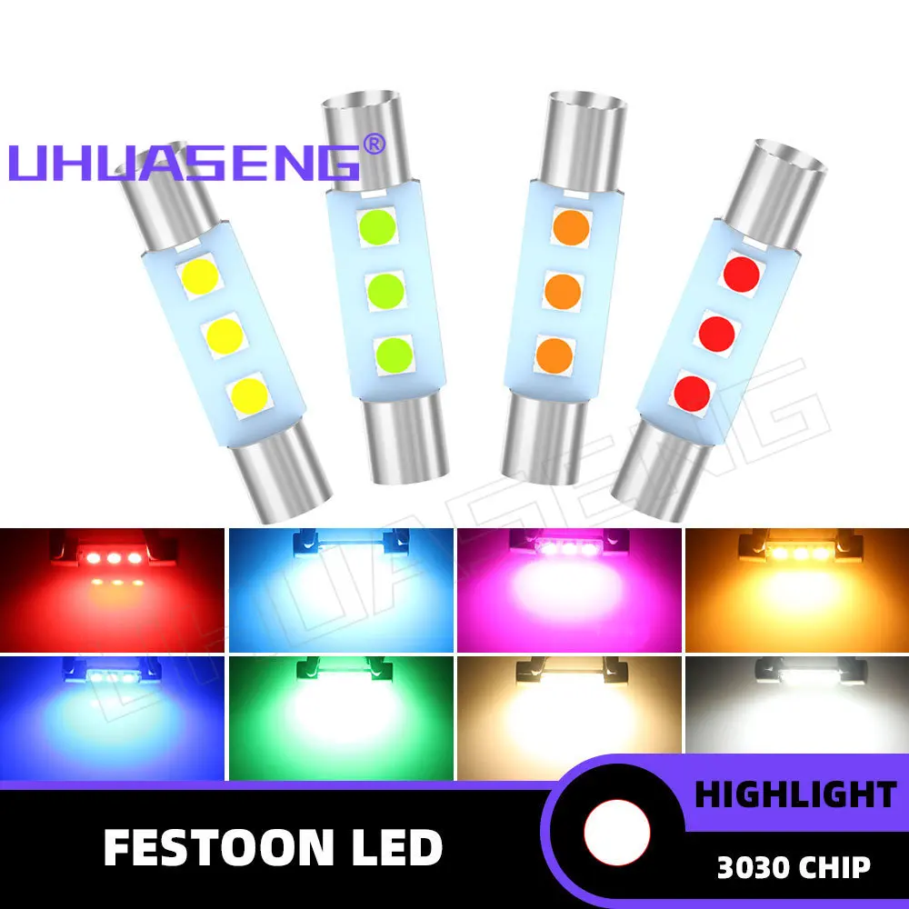 UHUASENG-2PCS-Makeup-Festoon-28mm-Led-Bulb-6614F-T6-6612-C5W-3030-C10W ...