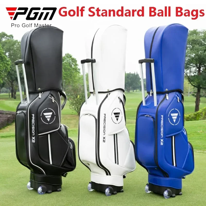 PGM Tie Rod Golf Standard Ball Bags Waterproof PU Stand Bags with Wheel ...
