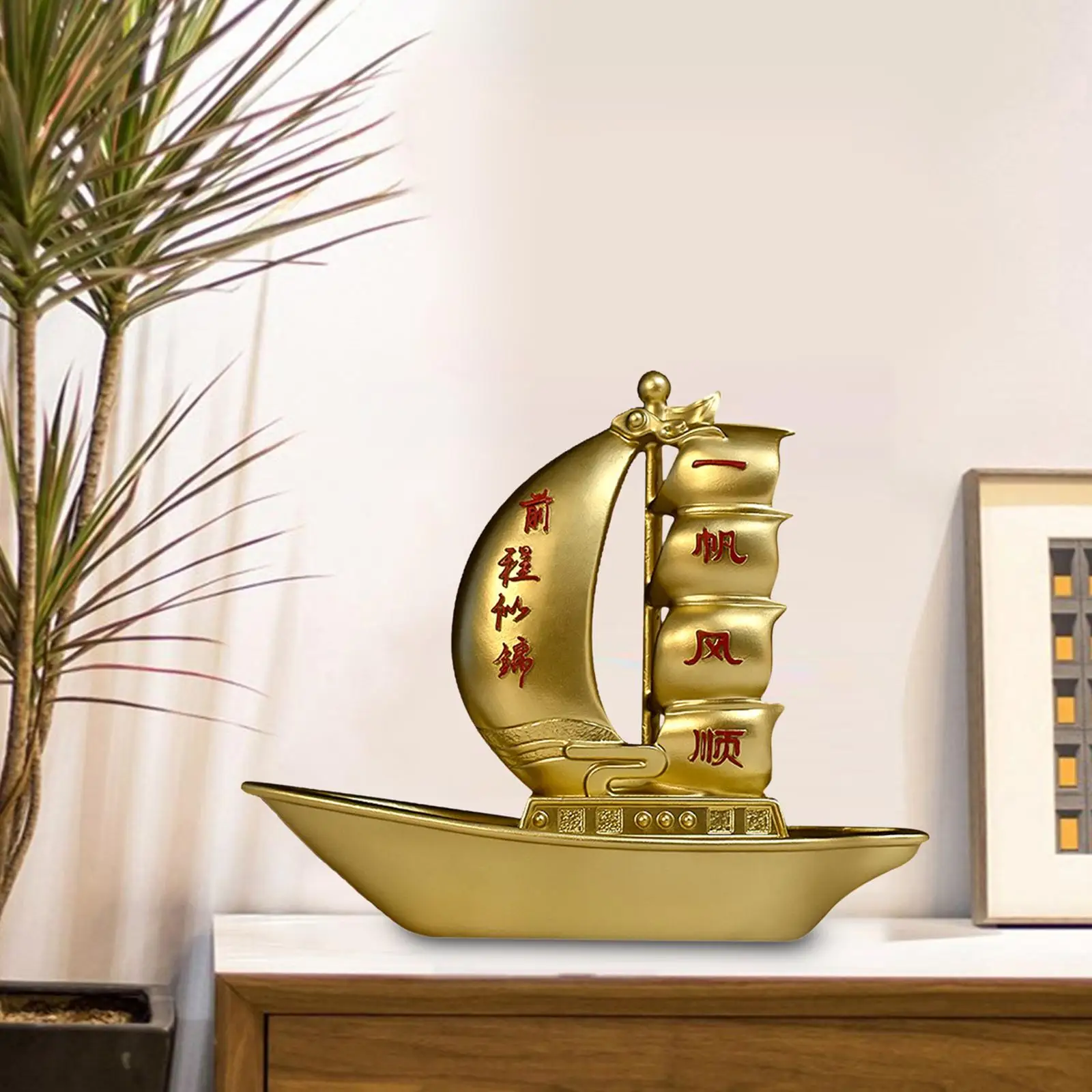 Buy KESAR ZEMS Feng Shui Golden Lucky Dragon Ship Sailing Boat ...