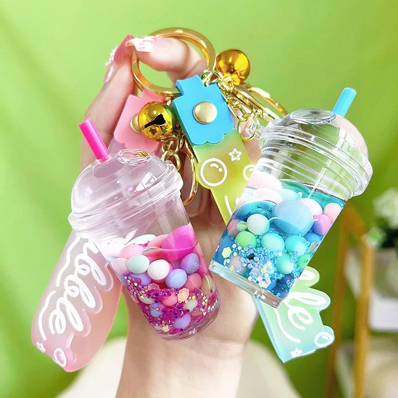 Acrylic-Luminous-Oil-Sugar-Soy-Milk-Tea-Cup-Keychain-Car-Pendant ...