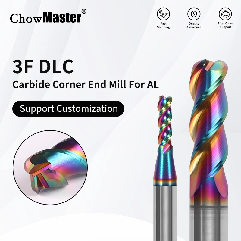 Chowmaster Carbide Corner Radius Endmill DLC Coated 3 Flutes R0.2 R0.5 ...
