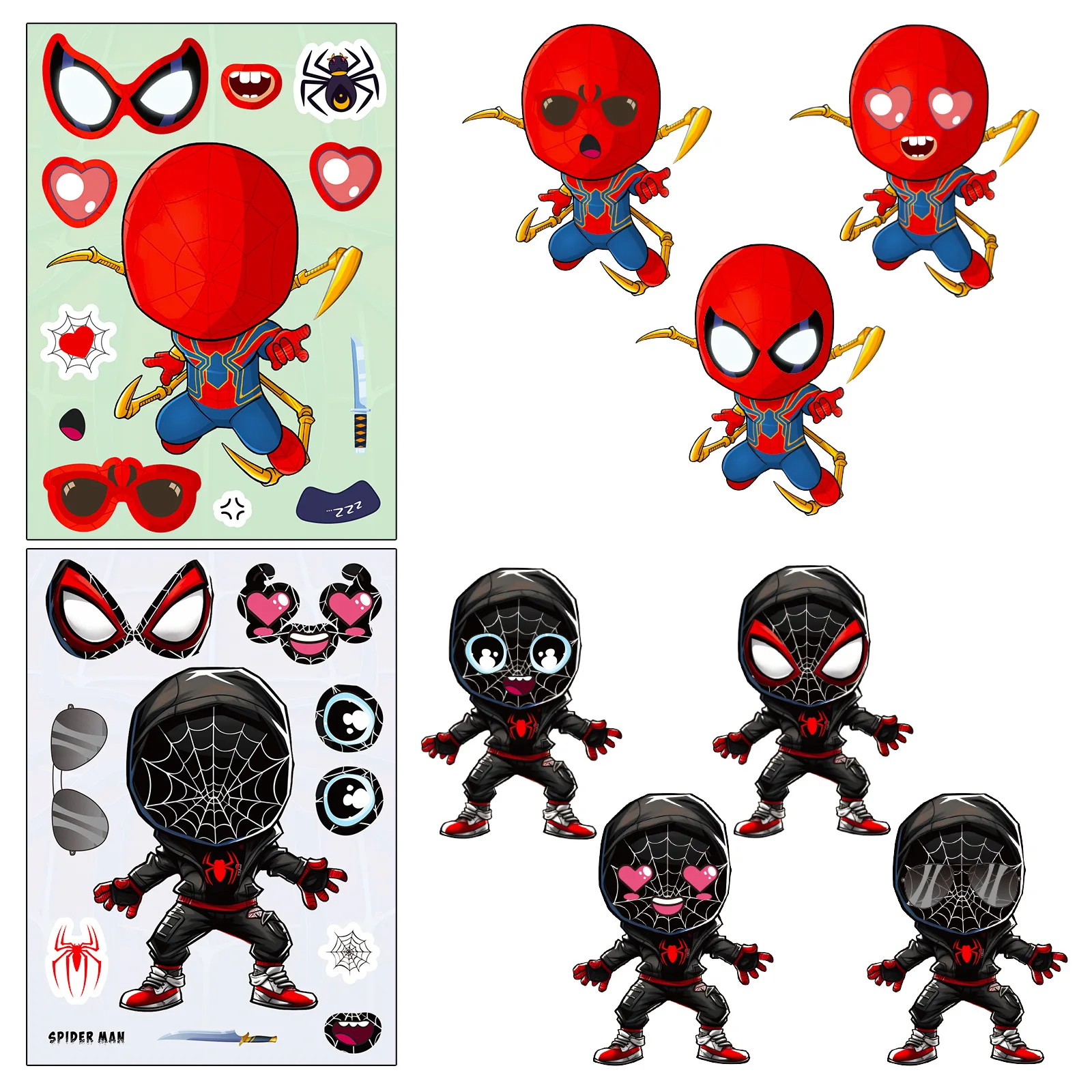 6/12 Sheets The Avengers Super Hero Spiderman Make A Face Puzzle ...