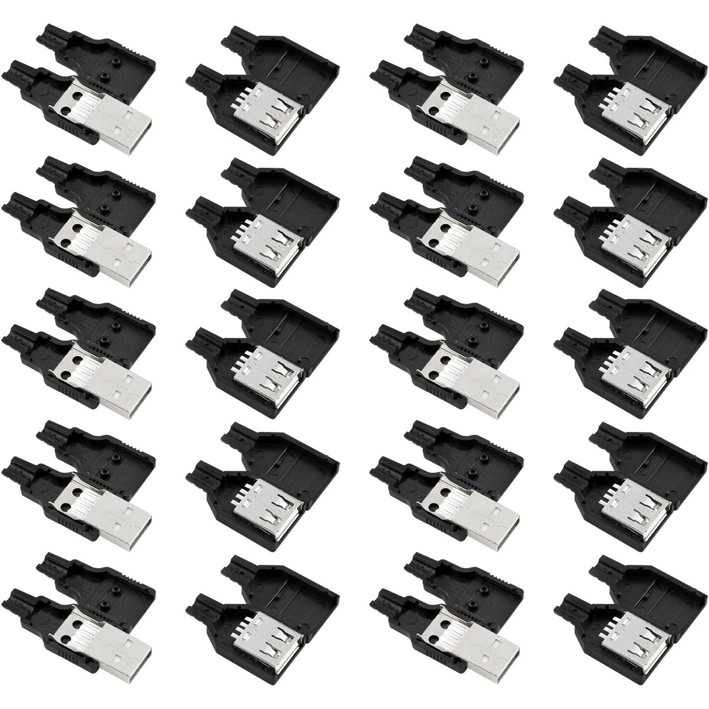 20PCS Sturdy Durable DIY USB 2.0 Connector A Type Male/Female 4-Pin ...