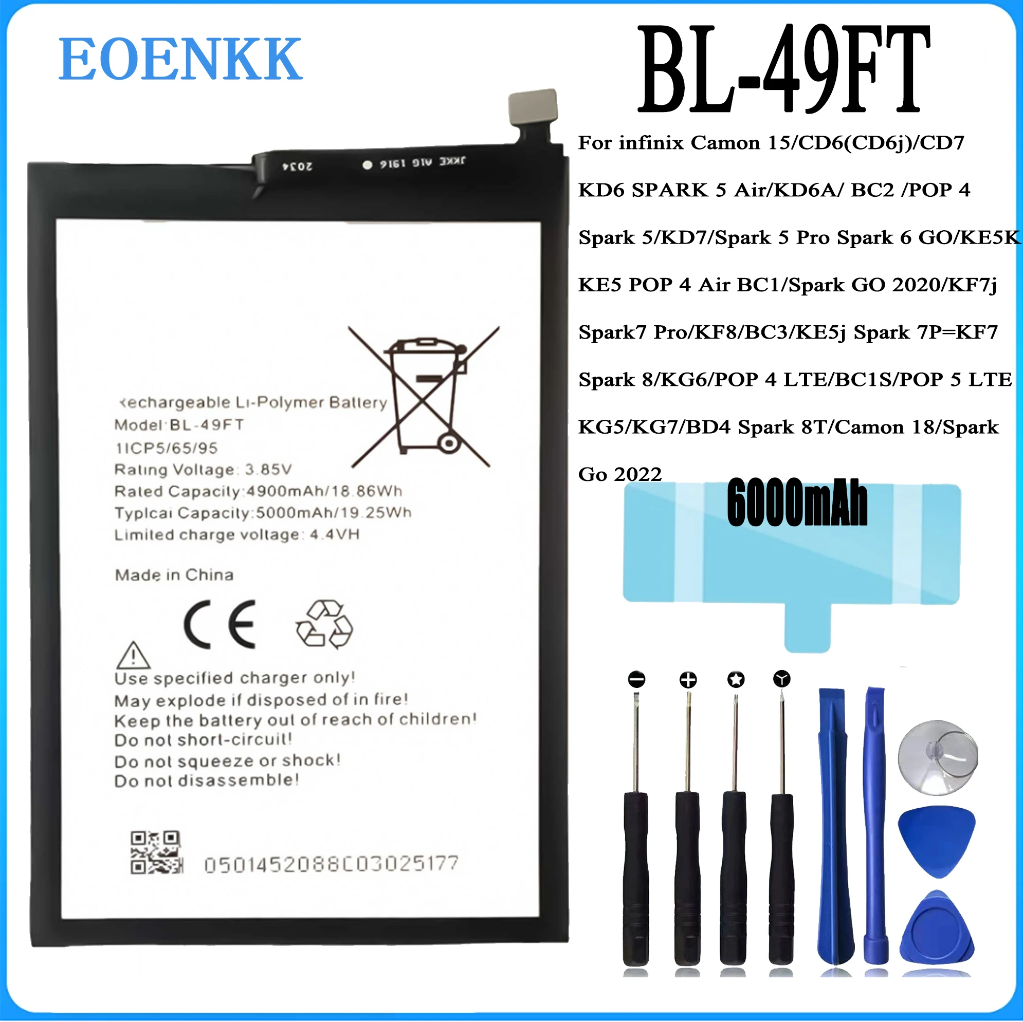 Compatible For Tecno / Camon 15/cd6(cd6j)/cd7/kd6/ Spark 5 Air/kd6a ...