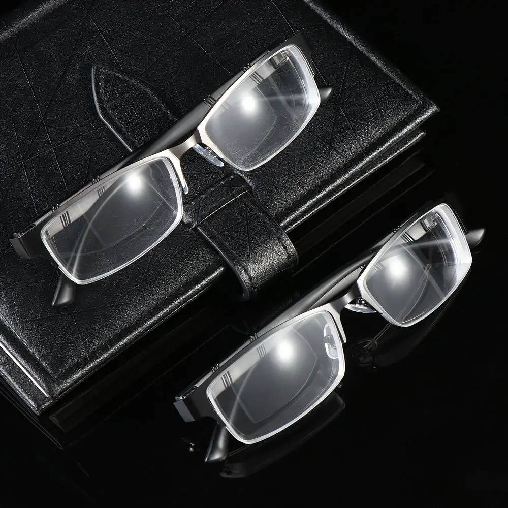 Flexible-Portable-Metal-0-600-Diopter-Square-Frame-Reading-Glasses ...