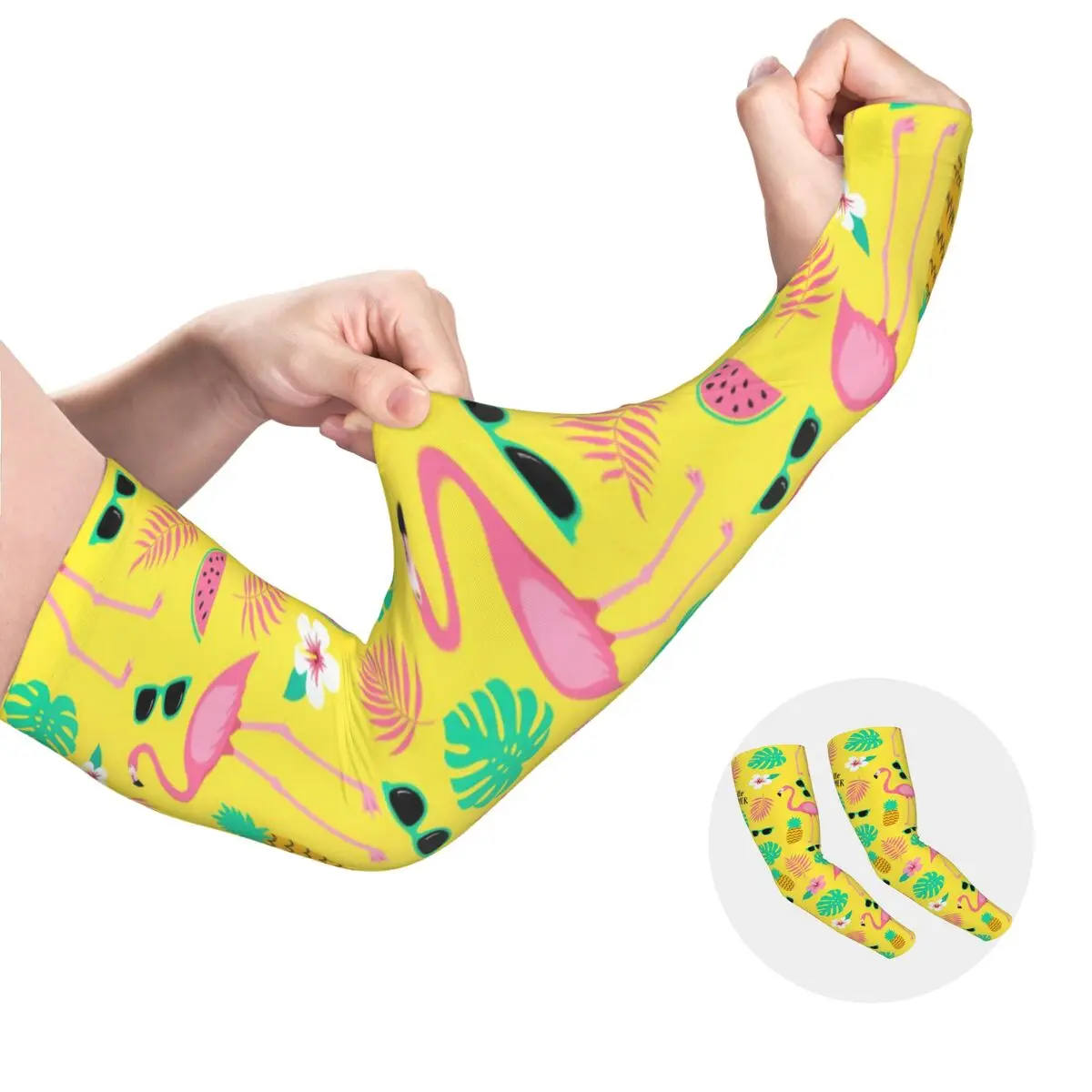 Custom-Flamingos-Leaves-Cooling-Arm-Sleeves-Men-Women-Athletic-Sports ...