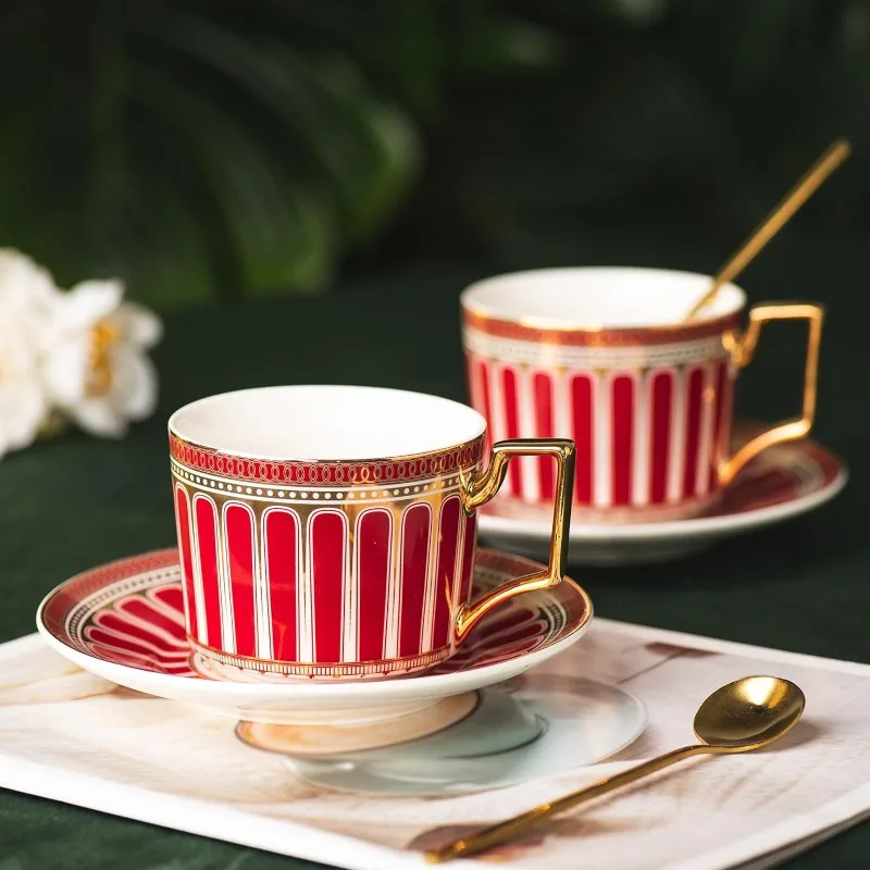 European-Style-Ceramic-Coffee-Cup-Sets-7-Oz-Bone-China-Exquisitely ...