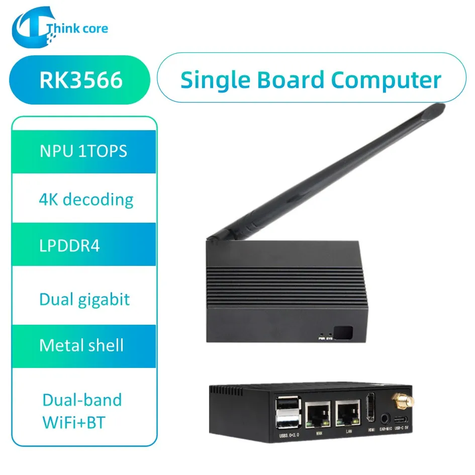 Rockchip-RK3566-Single-Board-Computer-Gigabyte-Dual-Ethernet-SBC-Computer-DDR4-WiFi-BT-Run ...