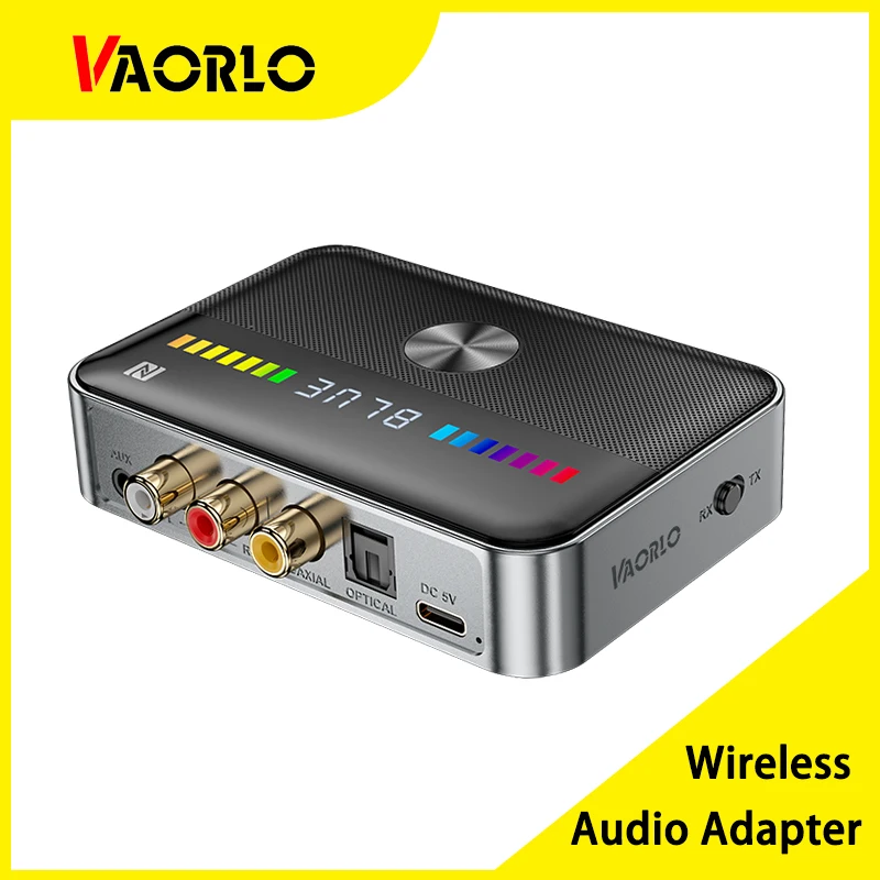 VAORLO-M13-Bluetooth-5-3-Audio-Adapter-RGB-Light-LED-Display-HIFI-Wireless-Transmitter-Receiver ...