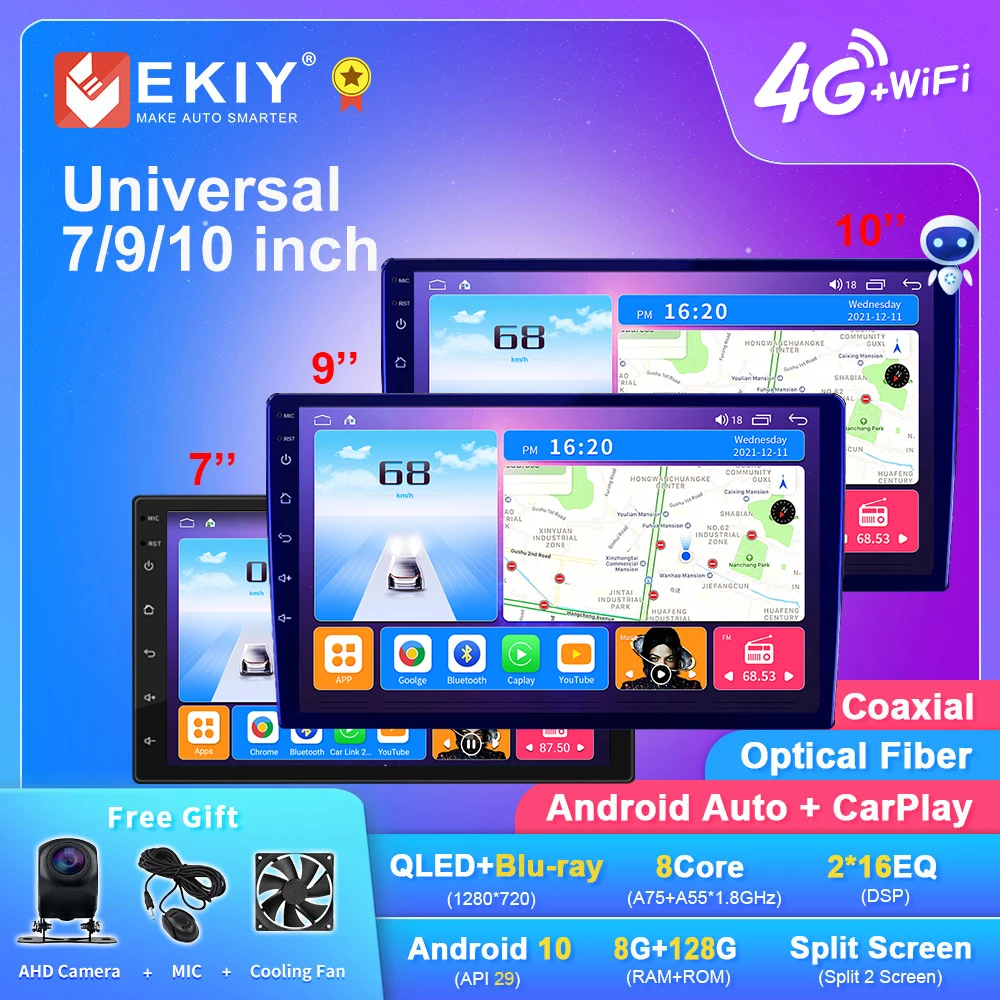EKIY T7 2Din Android 7 9 10 inch Car Multimedia Video Player Universal ...