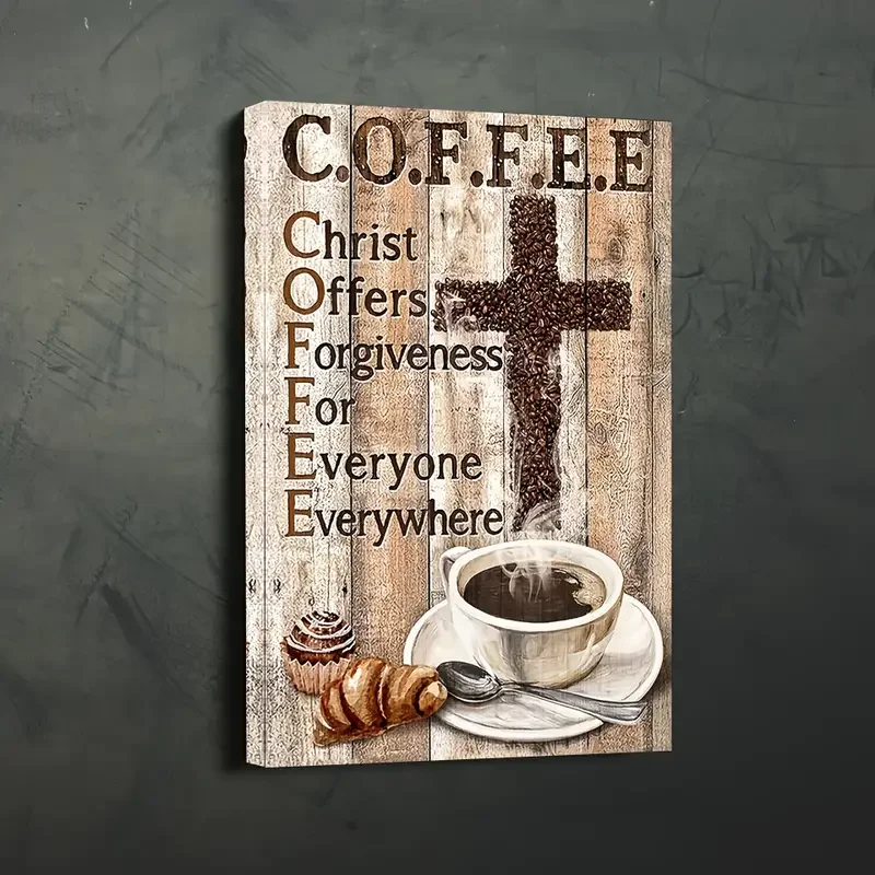 1pc-No-Framed-Christian-Coffee-Wall-Art-Coffee-Bean-Cross-Pictures-Wall ...