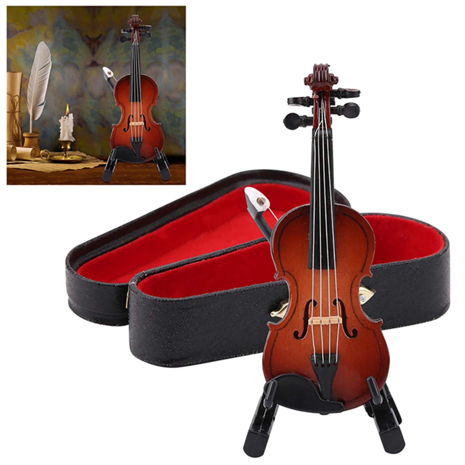 Miniature-Violin-Model-With-Stand-Case-Dollhouse-Accessories-Mini ...
