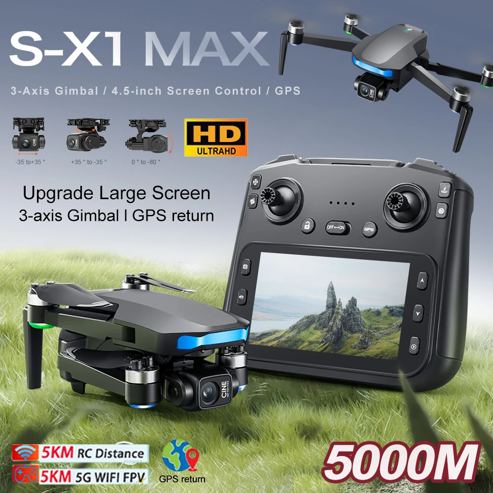 New S-X1 MAX GPS Drone Professional 4K ESC Camera With 3-Axis Gimbal 5G ...