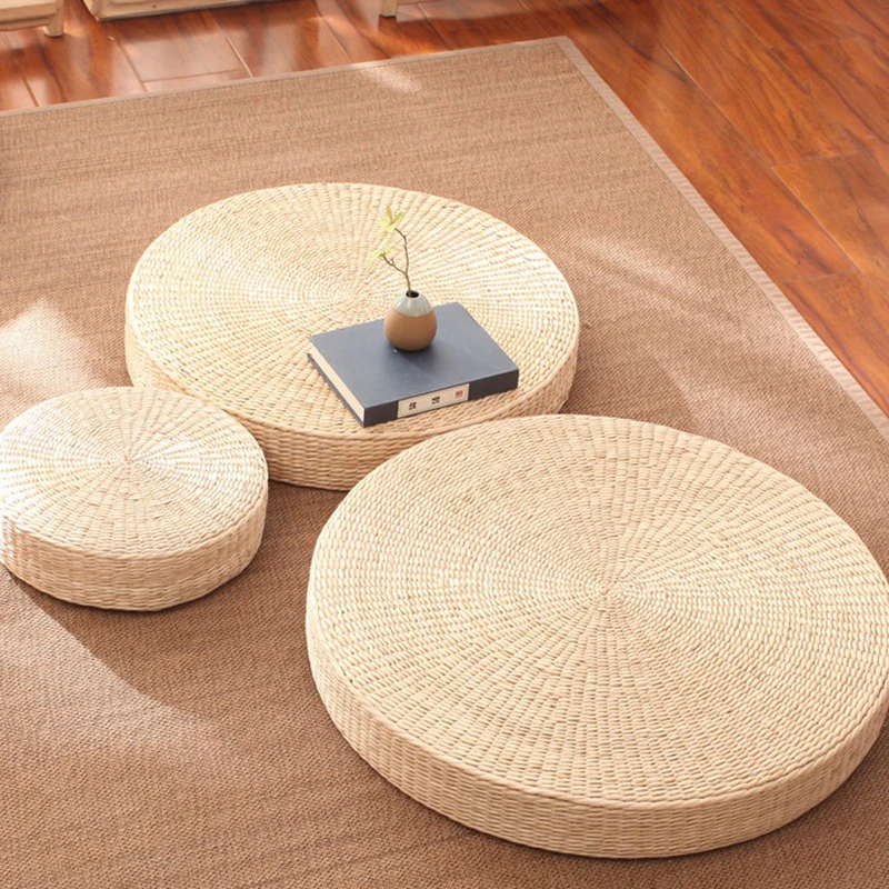 Handmade-Straw-Futon-Meditation-Yoga-Padded-Cushion-Kneeling-Japanese ...