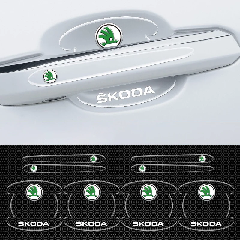 8Pc-For-Skoda-Octavia-Fabia-Superb-Karoq-Car-Door-Handle-Sticker-Racing ...
