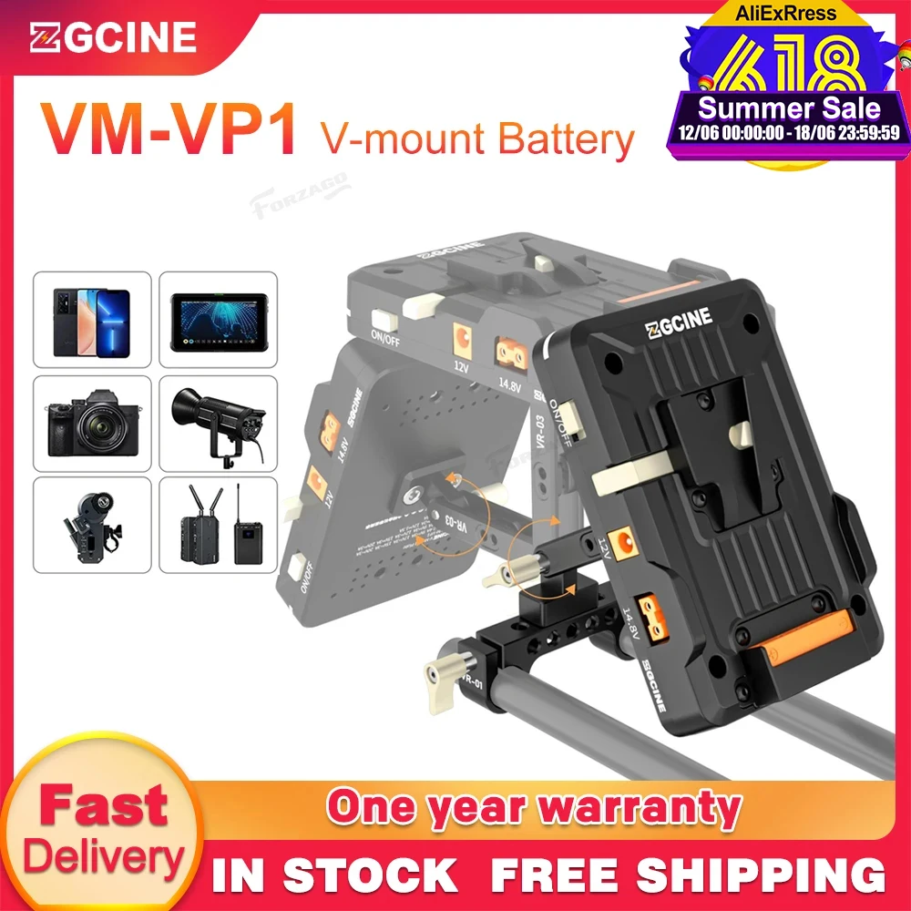 ZGCINE VM-VP1 V Mount Battery Plate Output Port Multifunction PD 14.8V V Lock Battery Plate ...