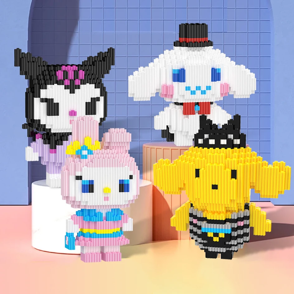 New Sanrio Kuromi Diamond Building Blocks Melody Cinnamonroll Pom Pom ...