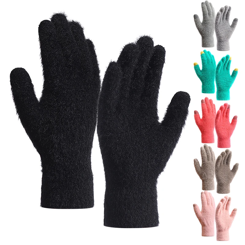Winter-Warm-Plush-Gloves-Women-Men-Solid-Color-Imitation-Mink-Fur ...