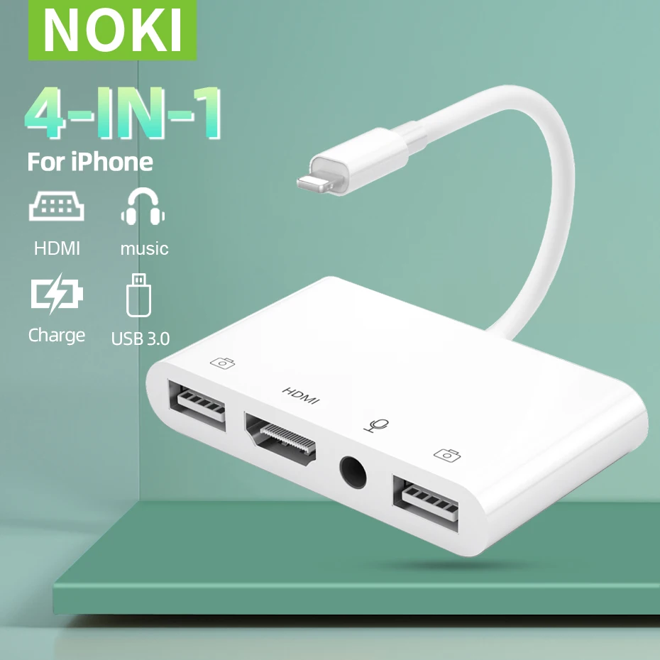 Adaptador Lightning a HDMI para iPhone, iPad a TV, adaptador USB Dual ...