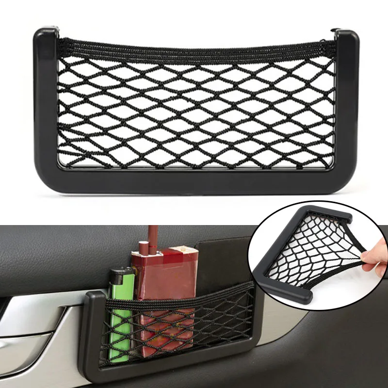 Car Organizer Storage Net Bag Universal Auto Nylon Paste Mesh Box ...