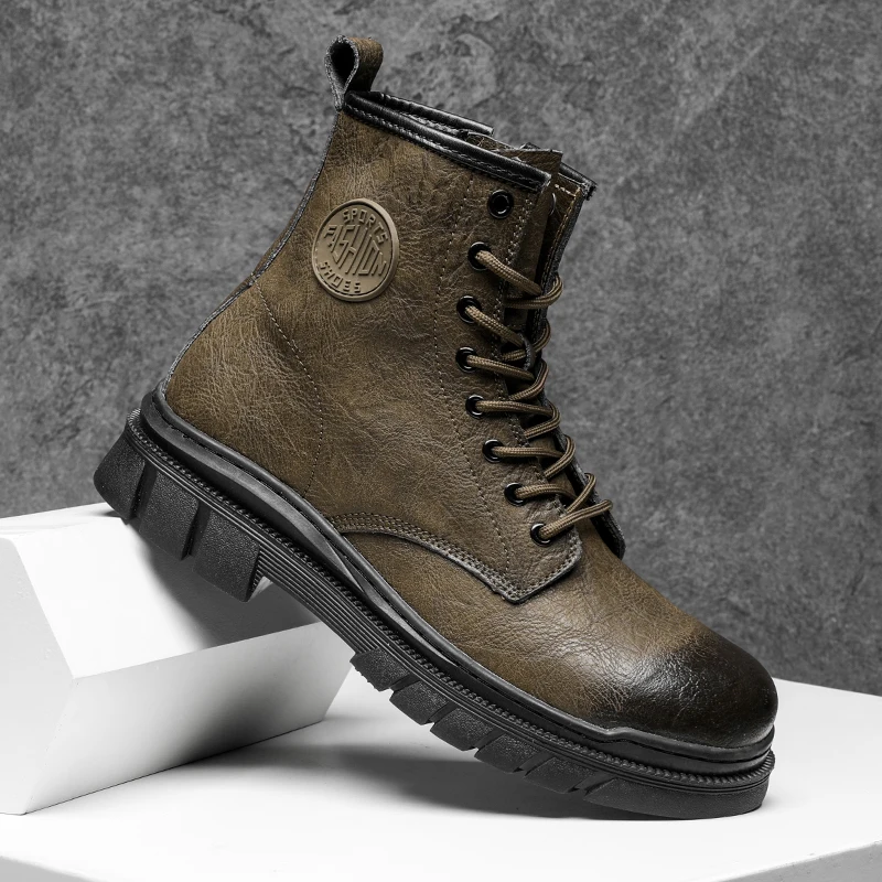 High-Top Tooling Shoes Genuine Leather Classic Boots Outdoor Desert ...