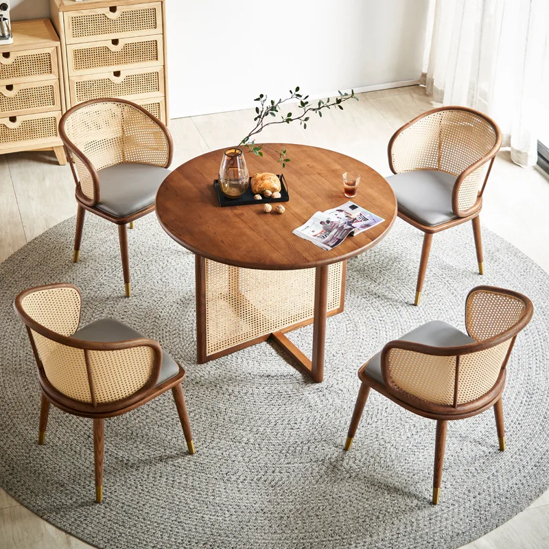 Unique Round Rattan Japanese Style Dining Table
