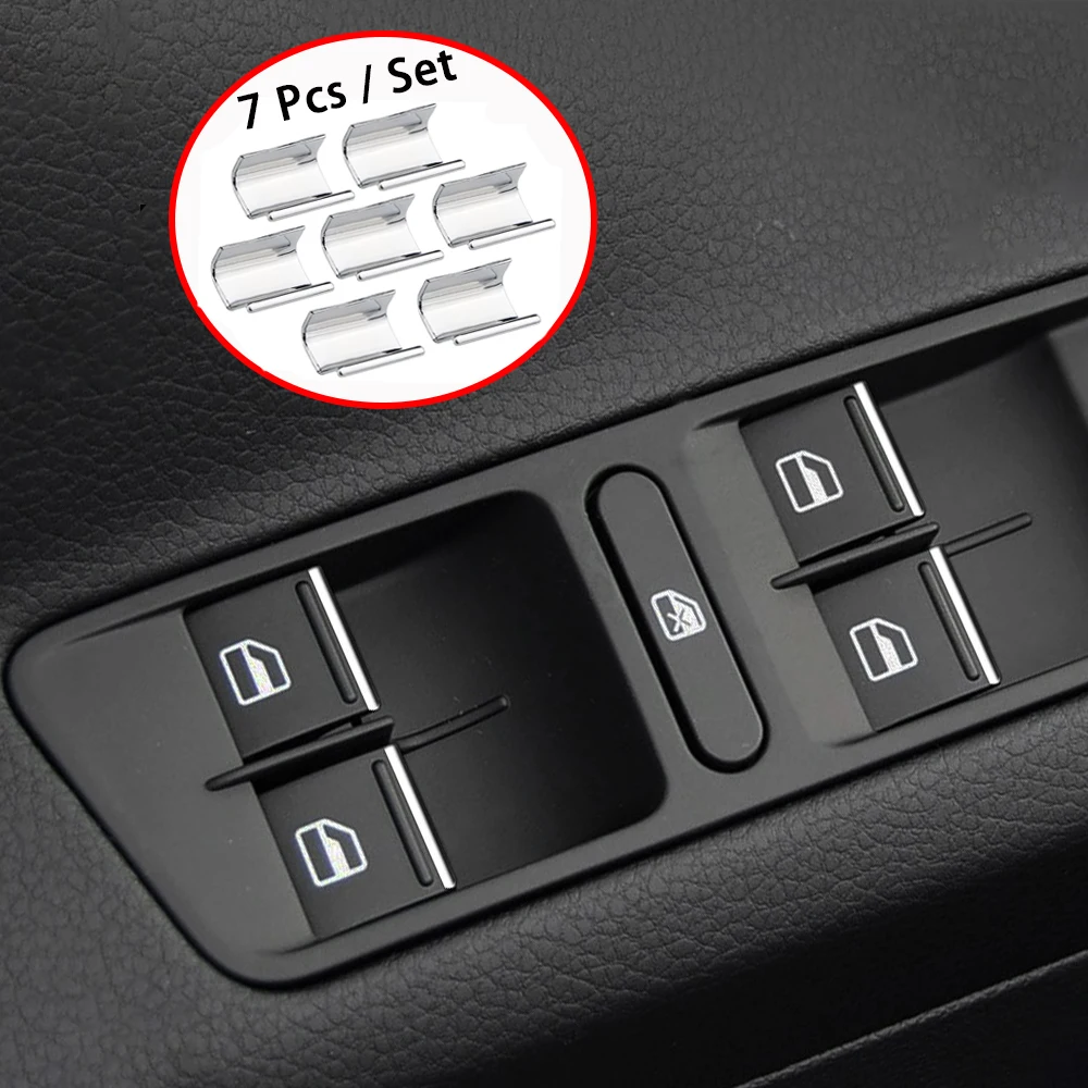 ABS-Chrome-Car-Door-Window-Lift-Button-Switch-Sequin-Trim-for-Skoda ...