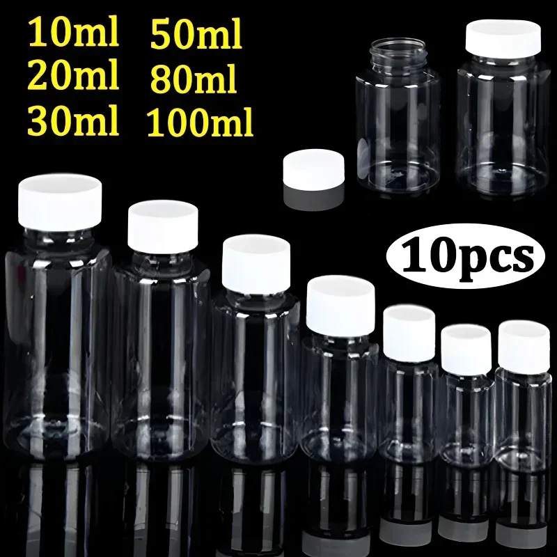1/10Pcs Transparent Refillable Bottle Plastic Lotion Bottles with Screw ...
