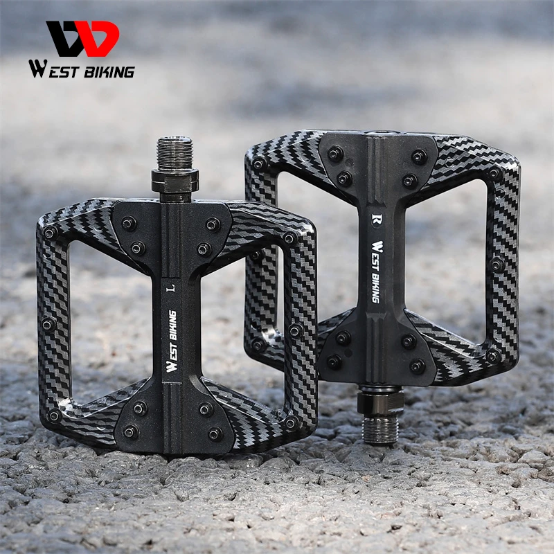 WEST BIKING MTB Integrated Pedals 3 Bearing Ultralight Flat Pedals ...
