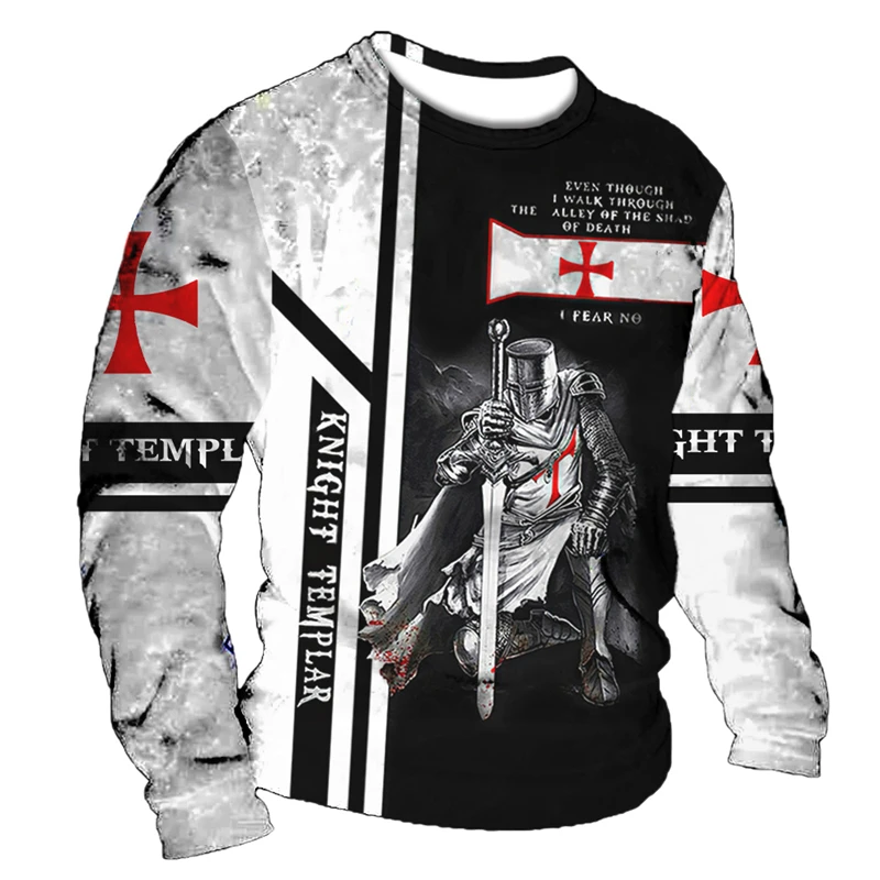 Crusader Graphic T-shirts Men's Long-Sleeved T Shirt Fall Vintage Tops ...