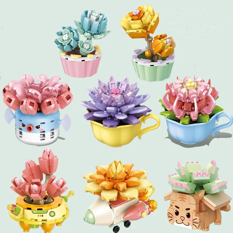 MOC-Succulent-Plant-Potted-Building-Blocks-Bricks-Flower-Blossoms-DIY ...