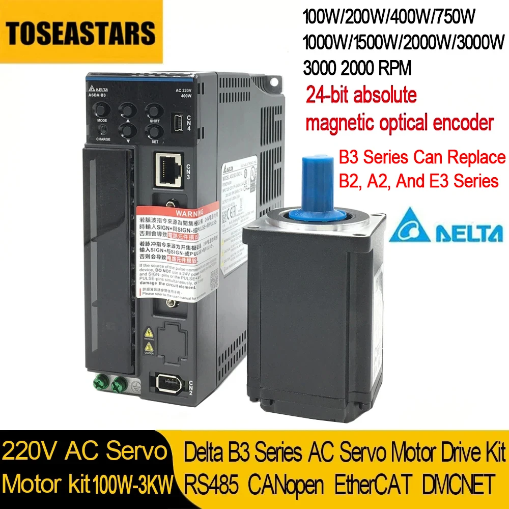 Delta B3 220V AC Servo Motor Drive Kit 400W 750W 40 60 80 130 180mm ...