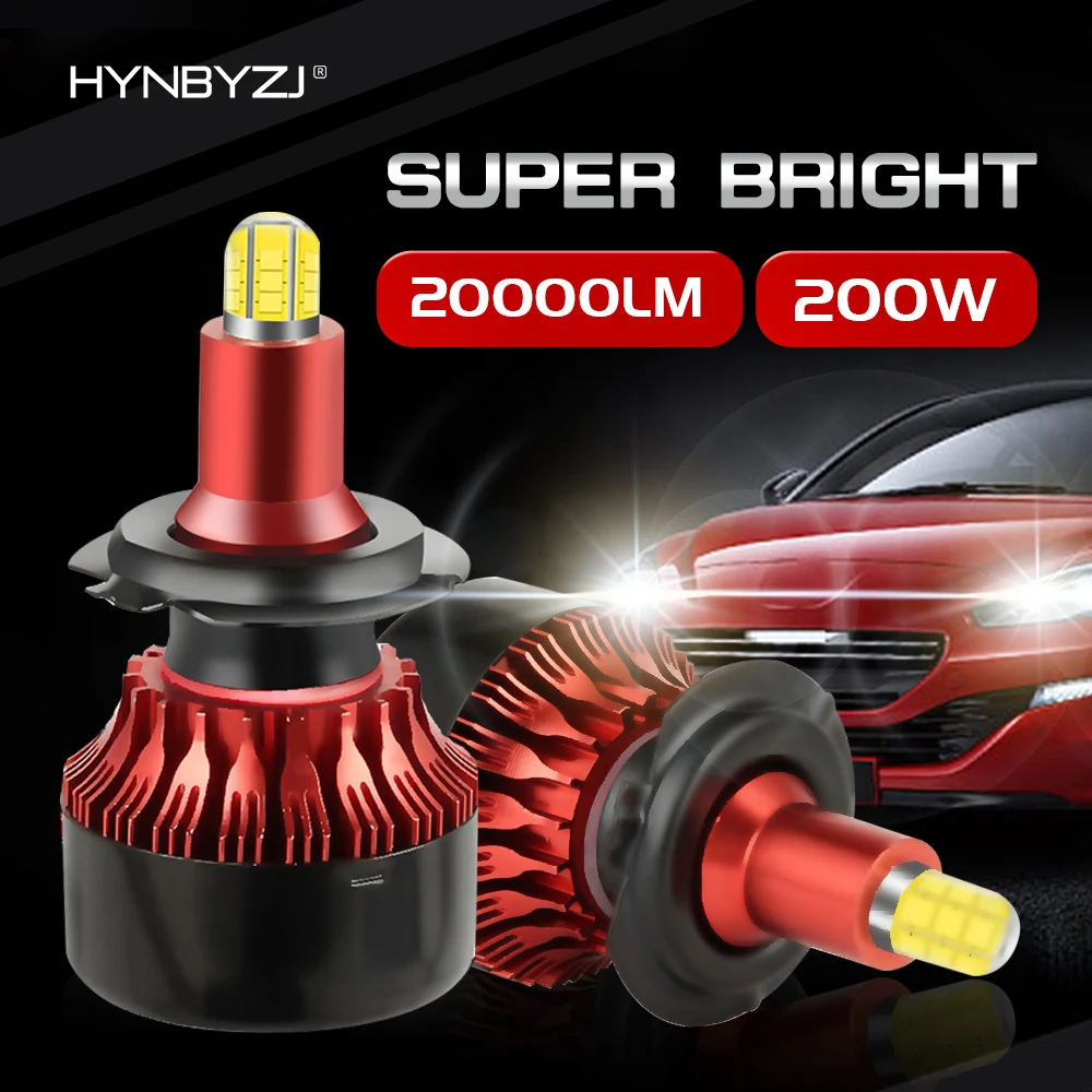 CSP 칩 LED 헤드라이트, 자동차 안개등 터보 램프, H7, 20000LM, 6500K, 360 도, LED H1, H11, H8, H9, 9005, 9006, HB3 ...