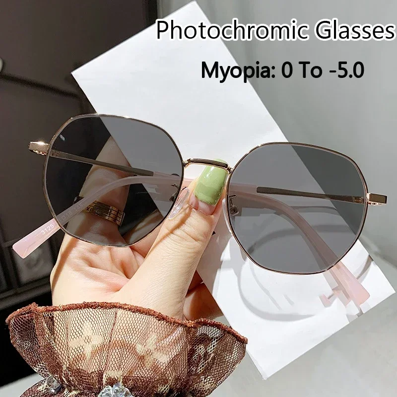 New-Intelligent-Outdoor-Color-Changing-Myopia-Glasses-Round-Frame ...