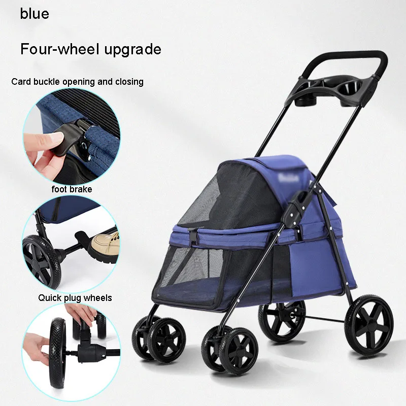 Pet-Cart-Light-Folding-Four-Wheels-Small-Scale-Dog-Stroller-Walking ...