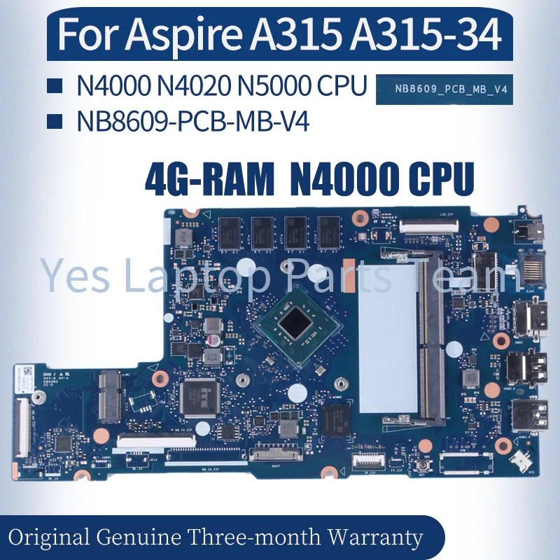 For-ACER-Aspire-A315-A315-34-Laptop-Mainboard-NB8609-PCB-MB-V4 ...