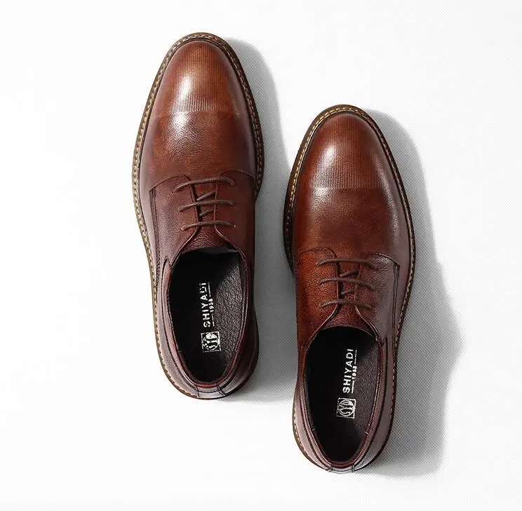 Sapatos Oxford de couro genuíno para homens, Sapatilhas formais ...