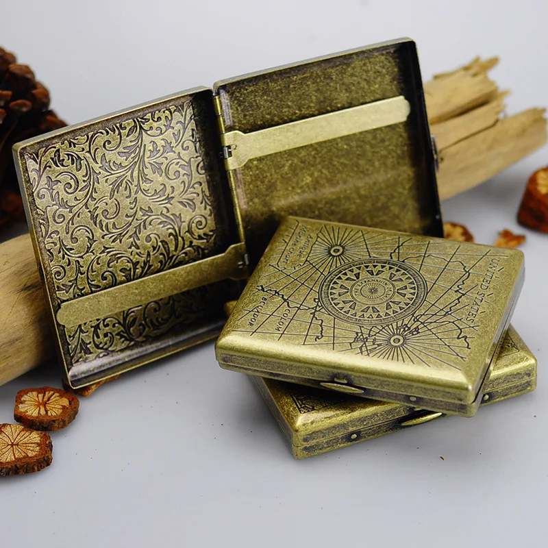 Bronze-Flower-20-Cigarette-Case-Metal-Flip-Engraving-Engraving-Anti ...