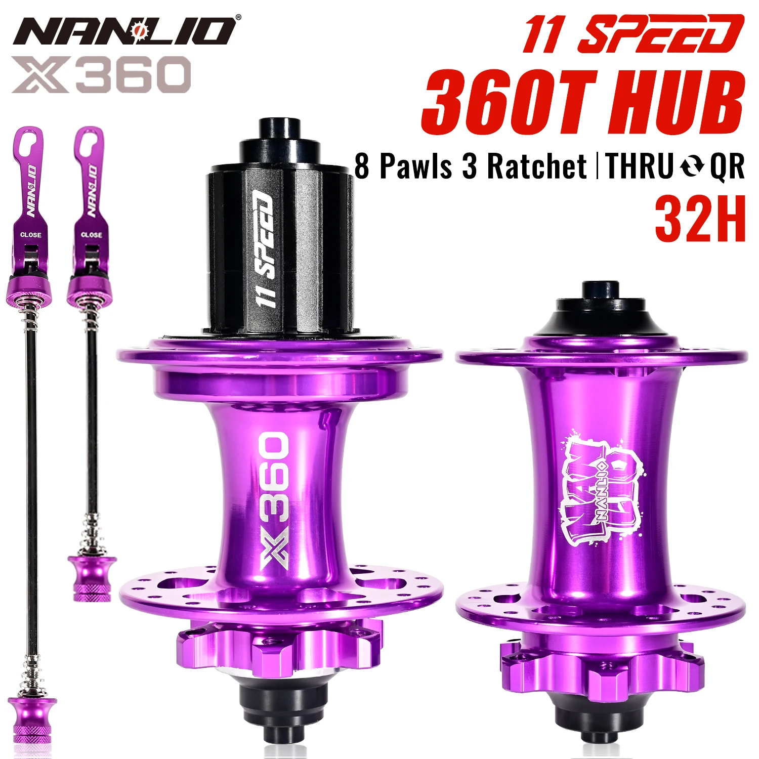 NanLio-X360-Bicycle-Hubs-Noise-Hub-with-8-Pawls-3-Teeth-360-Rings-32 ...