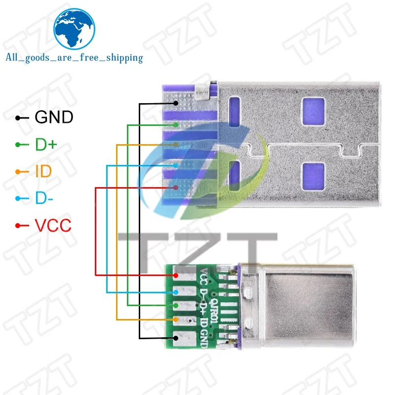 1Set PD Fast Charge Type-C USB 65W 5A Male Connector Welding With 5Pin ...