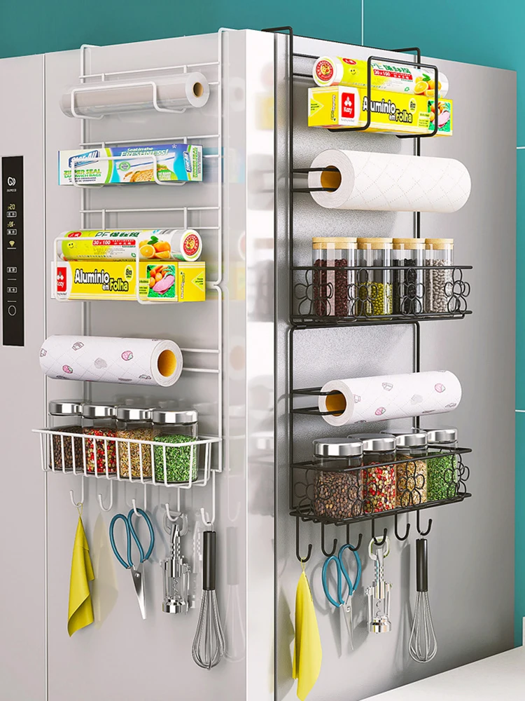 Fridge Side Shelf Storage Organizer Kitchen Wall Hanging Storage ...