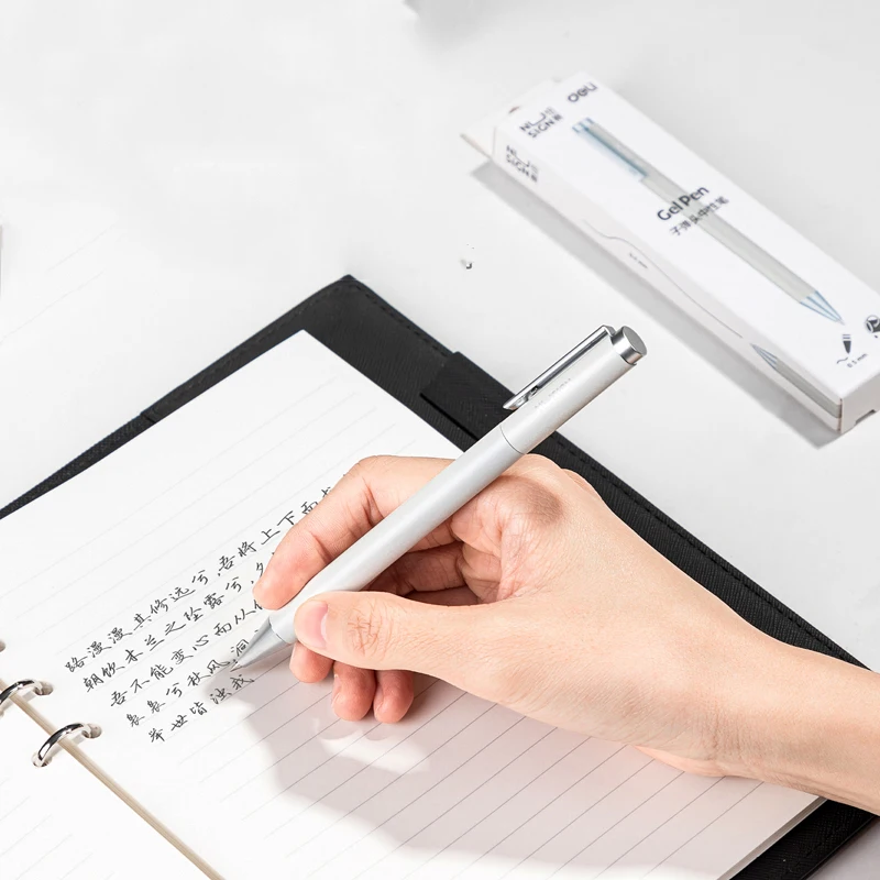 STYLO,6PC Deli Black Ink--stylo à encre Gel en métal Nusign, avec ...