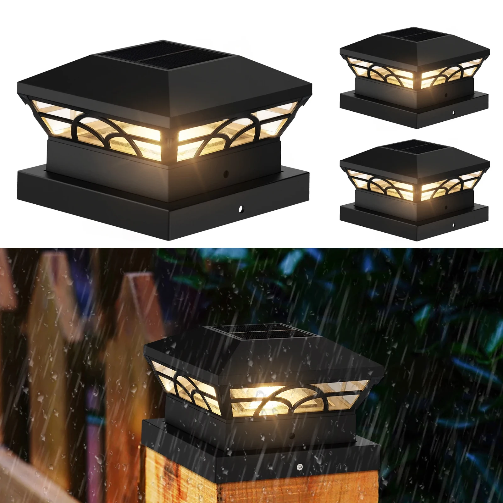 2-4pcs-Solar-Column-Lamp-Outdoor-Garden-Fence-Decoration-Post-Light-for ...